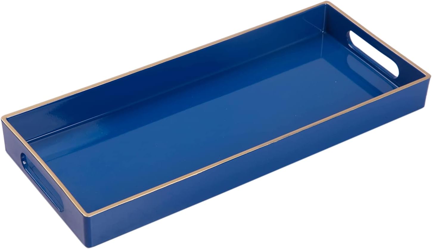 MAONAME Blue Bathroom Tray, Plastic Vanity Trays with Handles, Small ...