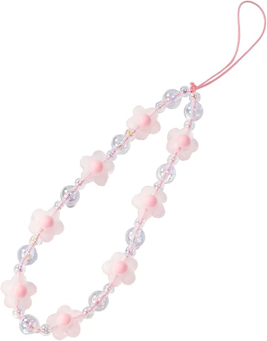 Amazon.com: Meefisher Pink Flower Beaded Mobile Phone Charms Lanyard ...