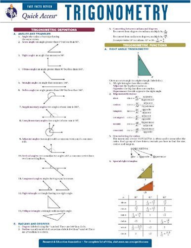 Amazon.com: Trigonometry - REA's Quick Access Reference Chart (Quick Access Reference Charts ...