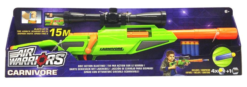 Buzz Bee Air Warriors Carnivore Toy Gun with Bolt Action Blasting (22m ...