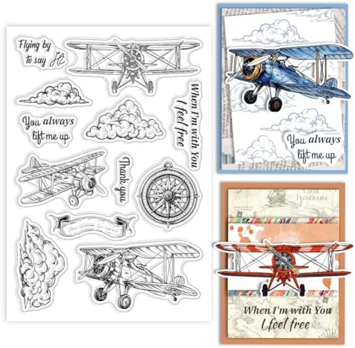 Amazon.com: GLOBLELAND Vintage Airplane Clear Silicone Stamps for DIY ...