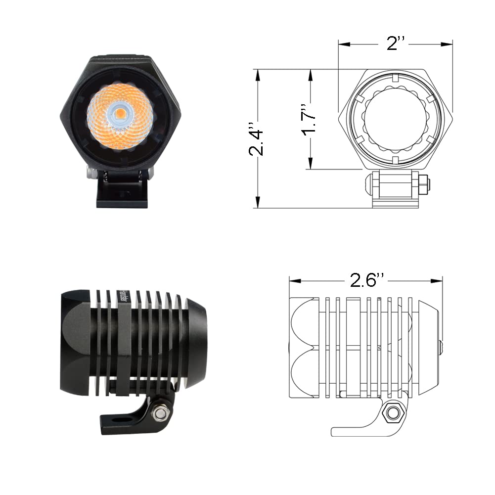 Snapklik.com : Motorcycle Fog Light 2inch Amber LED Pod Lights IP68 ...