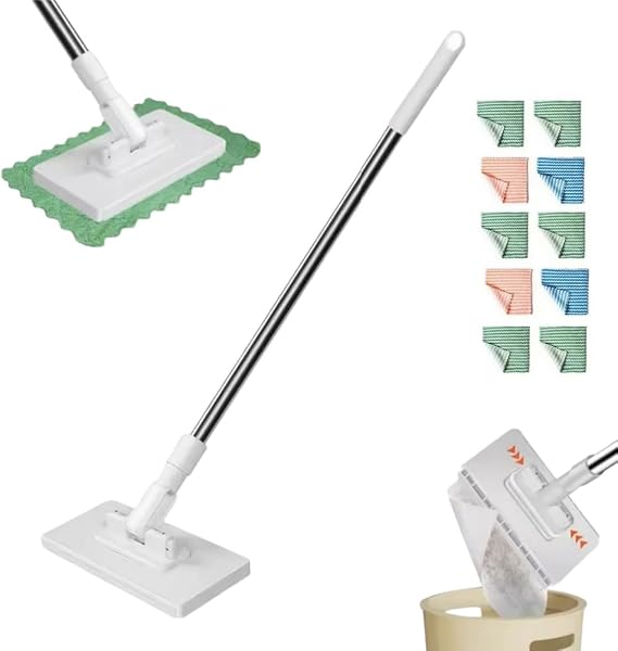 2025 Mop with Pressure Clamping System,39" Long Handle Flat Floor Mop ...