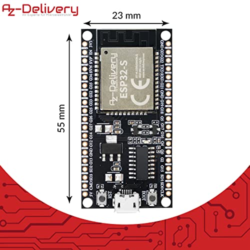AZDelivery ESP-32S Dev Kit C unsoldered NodeMCU Module WLAN WiFi Development Board with CH340 ...