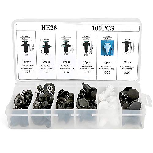 BNML Car Plastic Rivets Kit, 100pcs Vehicle Rivet Fasteners, 6 ...