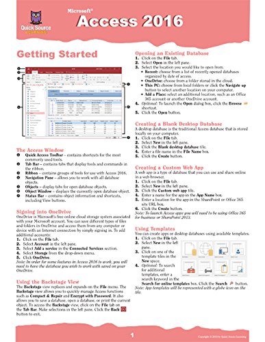 Access 2016 Quick Source Reference Guide: Quick Source: 9781935518723: Amazon.com: Books