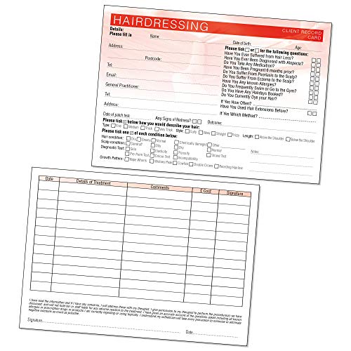 Hairdressing Client Record Card – Treatment Consultation Form for ...