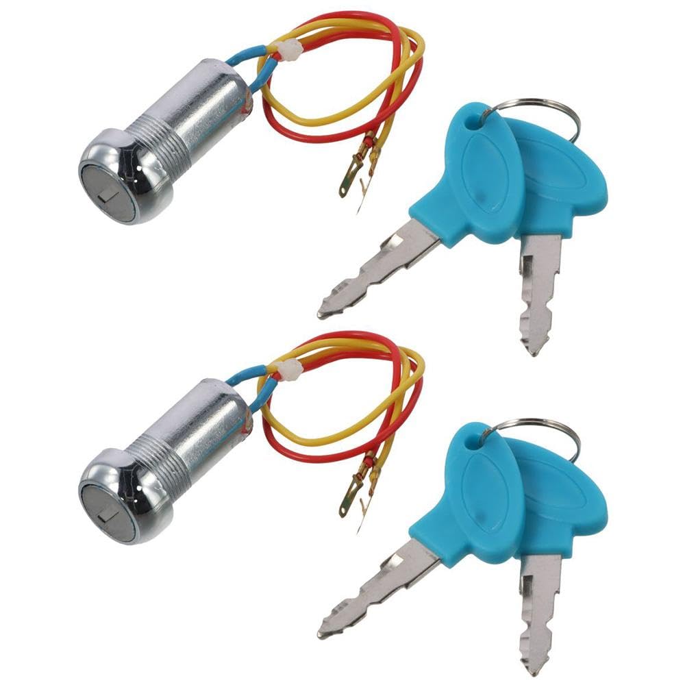 Amazon.com: 2Pcs 2 Wires Ignition Switch Key Starter Switch with 4 Keys ...