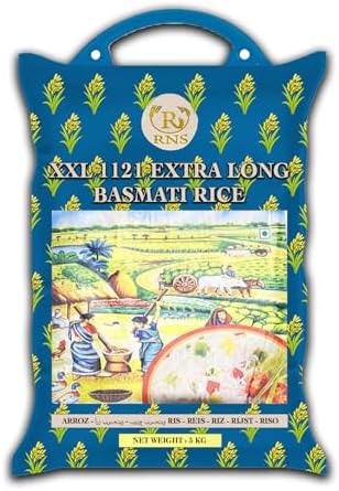 RNS Extra Long Basmati Reis 5 kg - Premium-Qualität, extra lange Körner ...