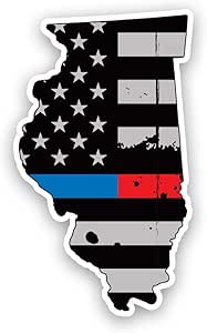 Amazon.com: fagraphix Distressed Thin Blue Red Line Illinois State Shaped Subdued US Flag ...