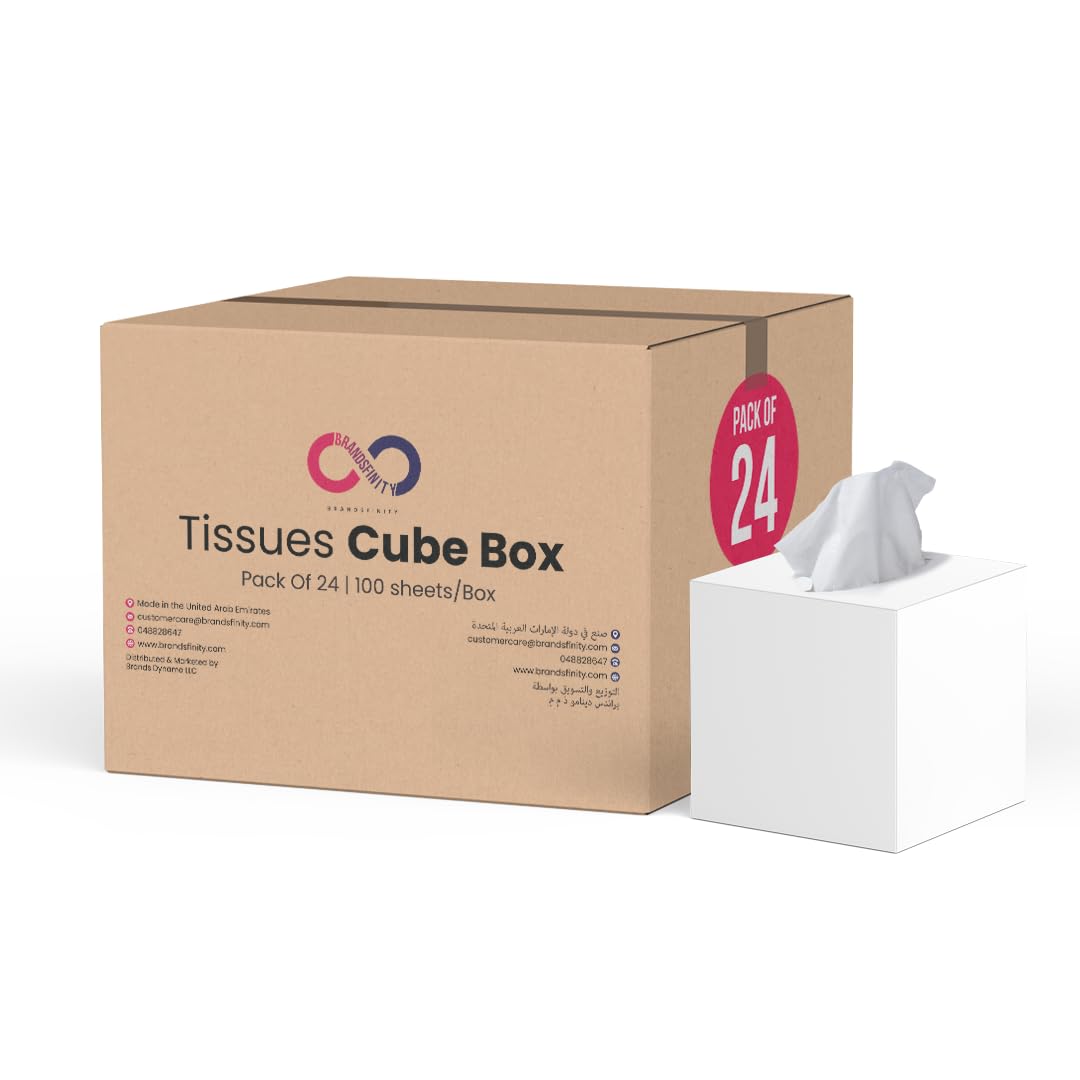 Brandsfinity 2 Ply Facial Tissue - 2400 Sheets, 24 Cube Boxes, White ...