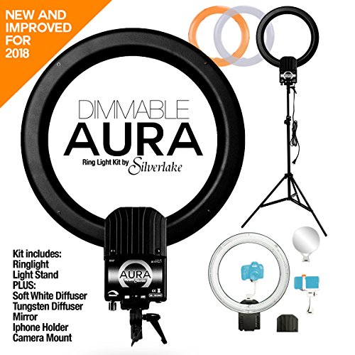 Aura DIMMABLE Ring Light Kit by Silverlake - Large 19 inch Professional ...