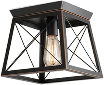 QIVGXBO Rustic Ceiling Spotlight in American Style Metal and Dark Wood ...