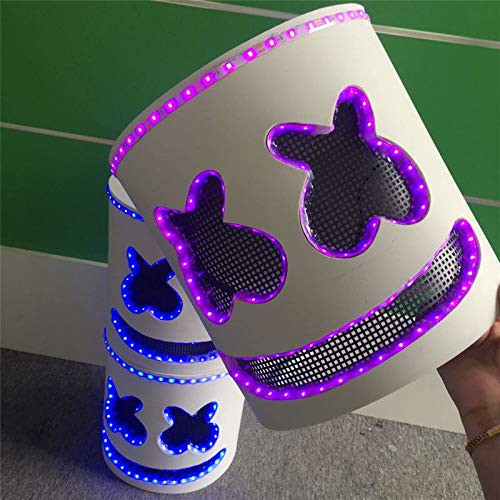 Buy N/A LED Marshmello DJ Mask Full Head Helmet Cosplay Marshmallow ...