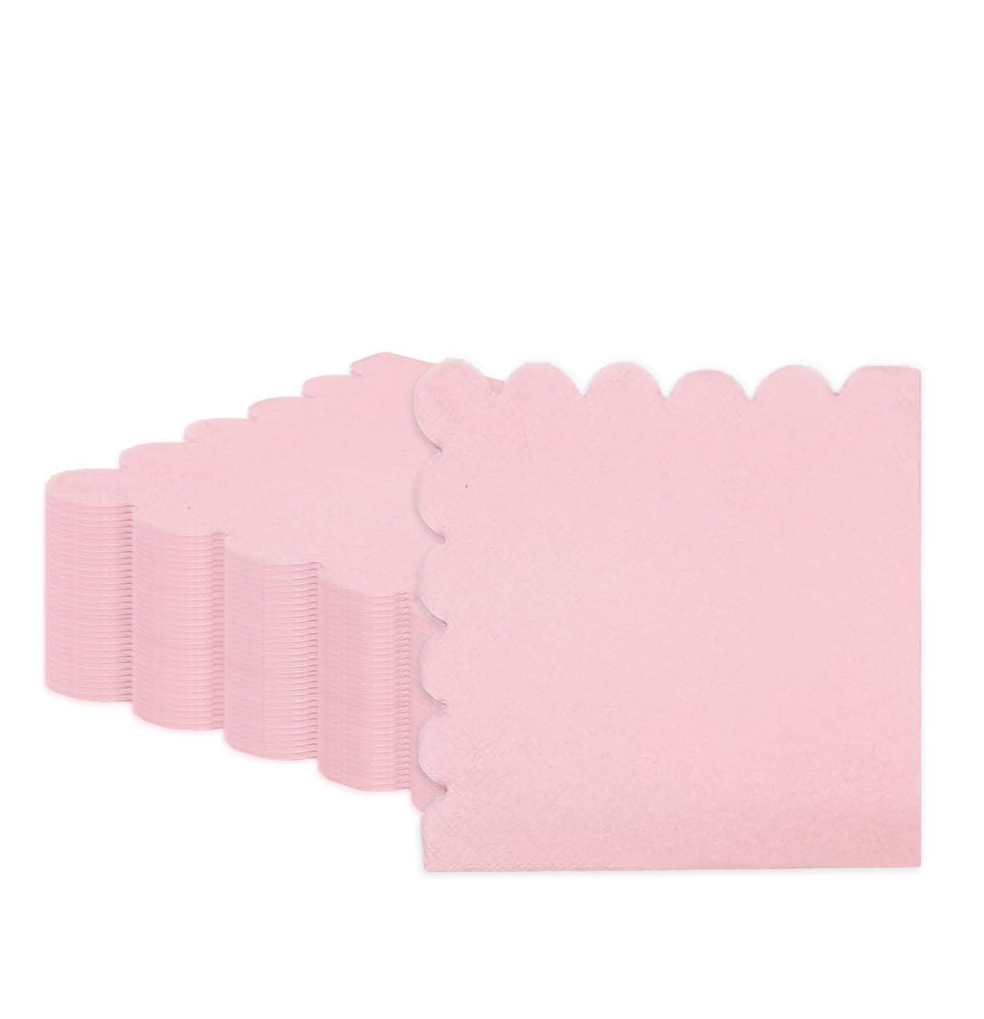 Amazon.com: 50 Pieces 2-ply Light Pink Napkin Disposable Scalloped ...