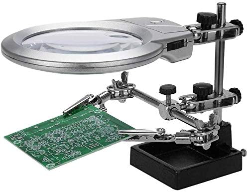 5X Magnifying Glass, LED Illuminated Helping Hands Magnifier Soldering ...