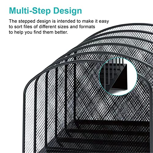 Snapklik.com : Metal Mesh Desktop Black File Holder For Desk