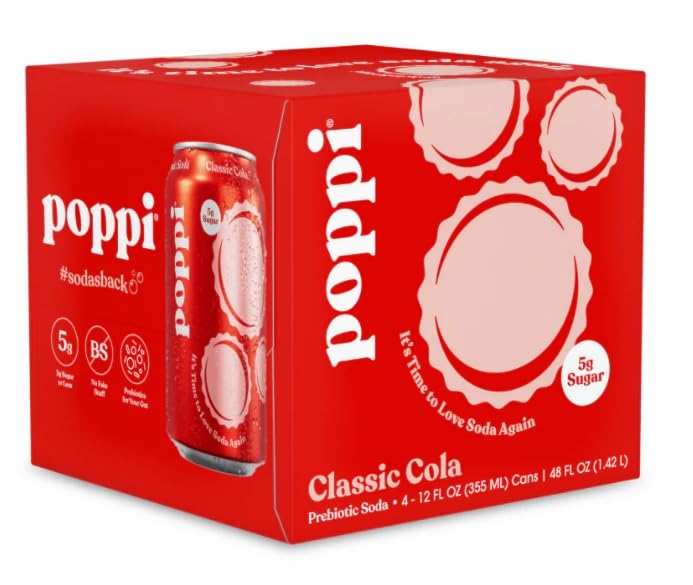 Popi Classic Cola Prebiotic Soda - 12 fl oz 4 Can