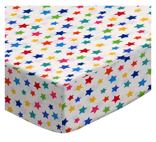 Amazon.com : SheetWorld Fitted Cradle Sheet - Primary Colorful Stars On ...
