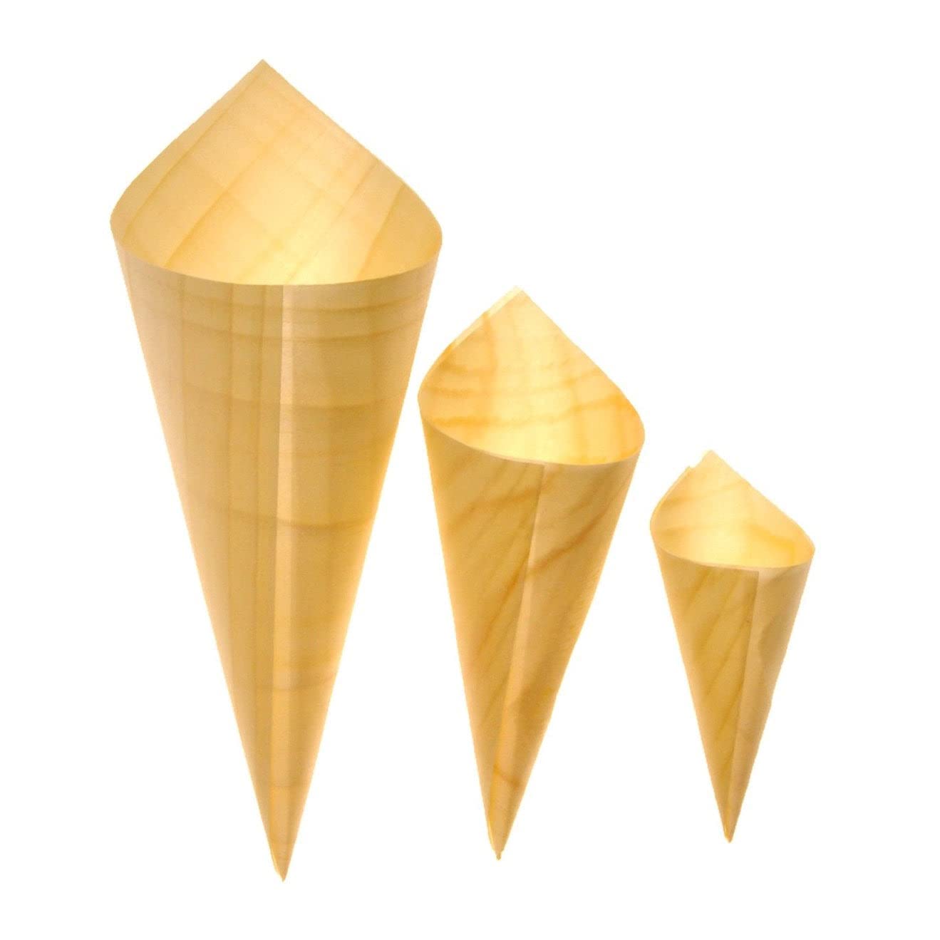 Disposable Wooden Serving Cones (50-200Pcs) -100% Biodegradable Ice ...