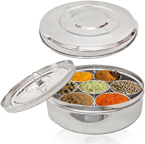 Buy DECALEAST Steel Masala Boxes For Kitchen | 7 Spices Storage Masala ...