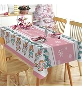 Amazon.com: Tailus Pink Christmas Gingerbread Man Rectangle Tablecloth ...
