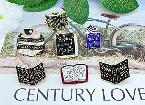 Amazon.com: 7 Pieces Cartoon Books Enamel Pins Magic Book Badge Cute ...