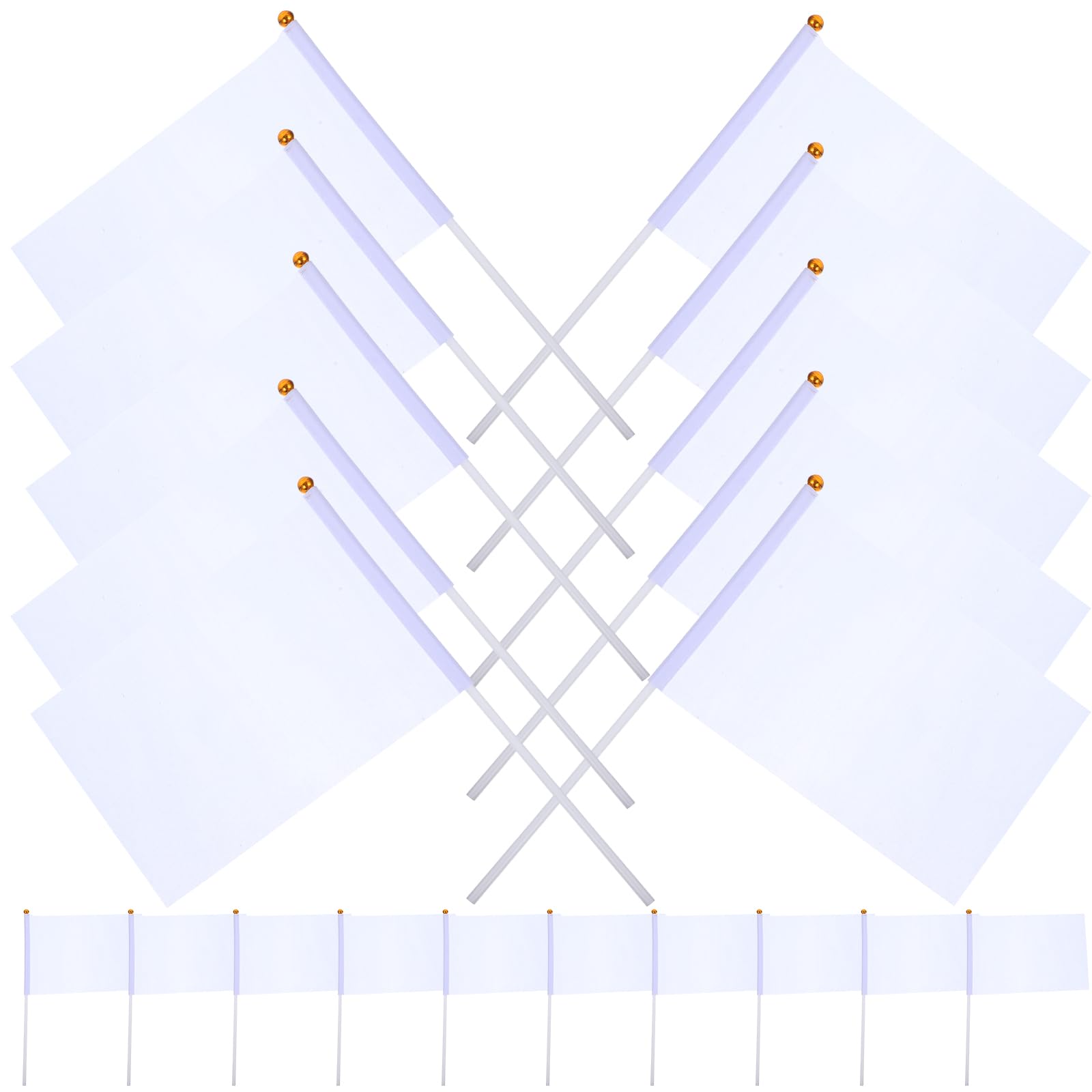 Amazon.com : PartyKindom 20 Pack Solid White Blank Flag 11.79 Inch ...