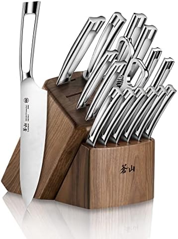 Amazon.com: Cangshan OLIV Series 8-Piece Knife Block Set, Forged Swedish 14C28N Steel, Maple ...