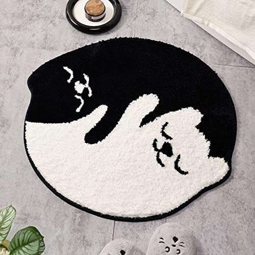 Amazon.com: TRUEDAYS Cute Black and White Cat Bathroom Rug, Small Round ...