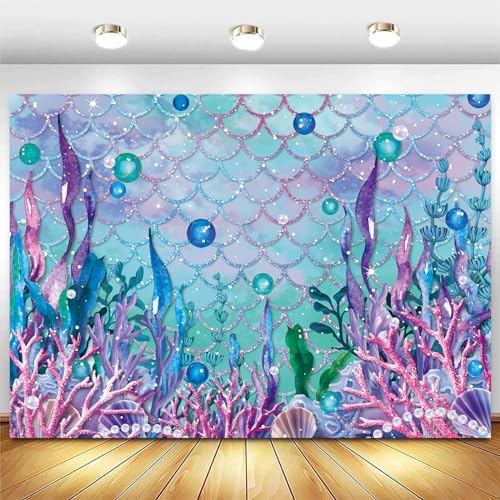 Amazon.com : Withu Under The Sea Blue Purple Ocean Backdrop Seaweed ...