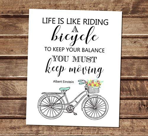 Amazon.com: Life Is Like Riding A Bicycle, Albert Einstein Quote Art ...