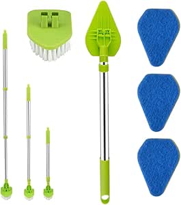 Long Handled Scrubbing Brush, CJBIN 3 in 1 Extendable Bathroom Cleaning ...