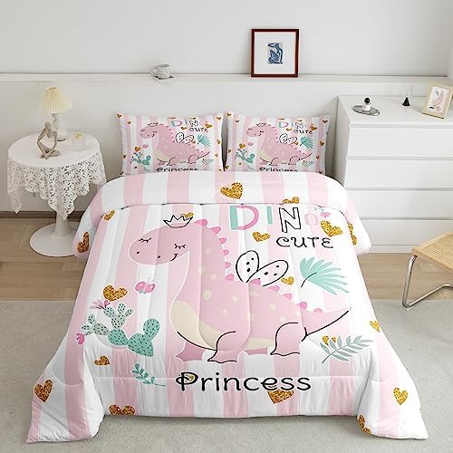 Amazon.com: Castle Fairy Pink Dino Full Size Comforter Set,Kawaii Cute ...