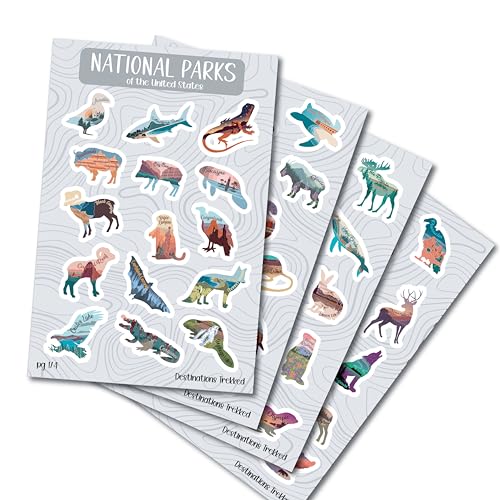 Amazon.com: 63 National Parks Mini Sticker Set, Wildlife National Park ...