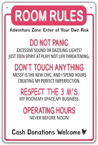 Amazon.com: YOYI ART Room Rules Sign for Teen Girls - Cute Pink Cool ...