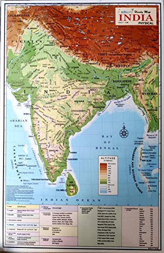 India Physical Map Hd