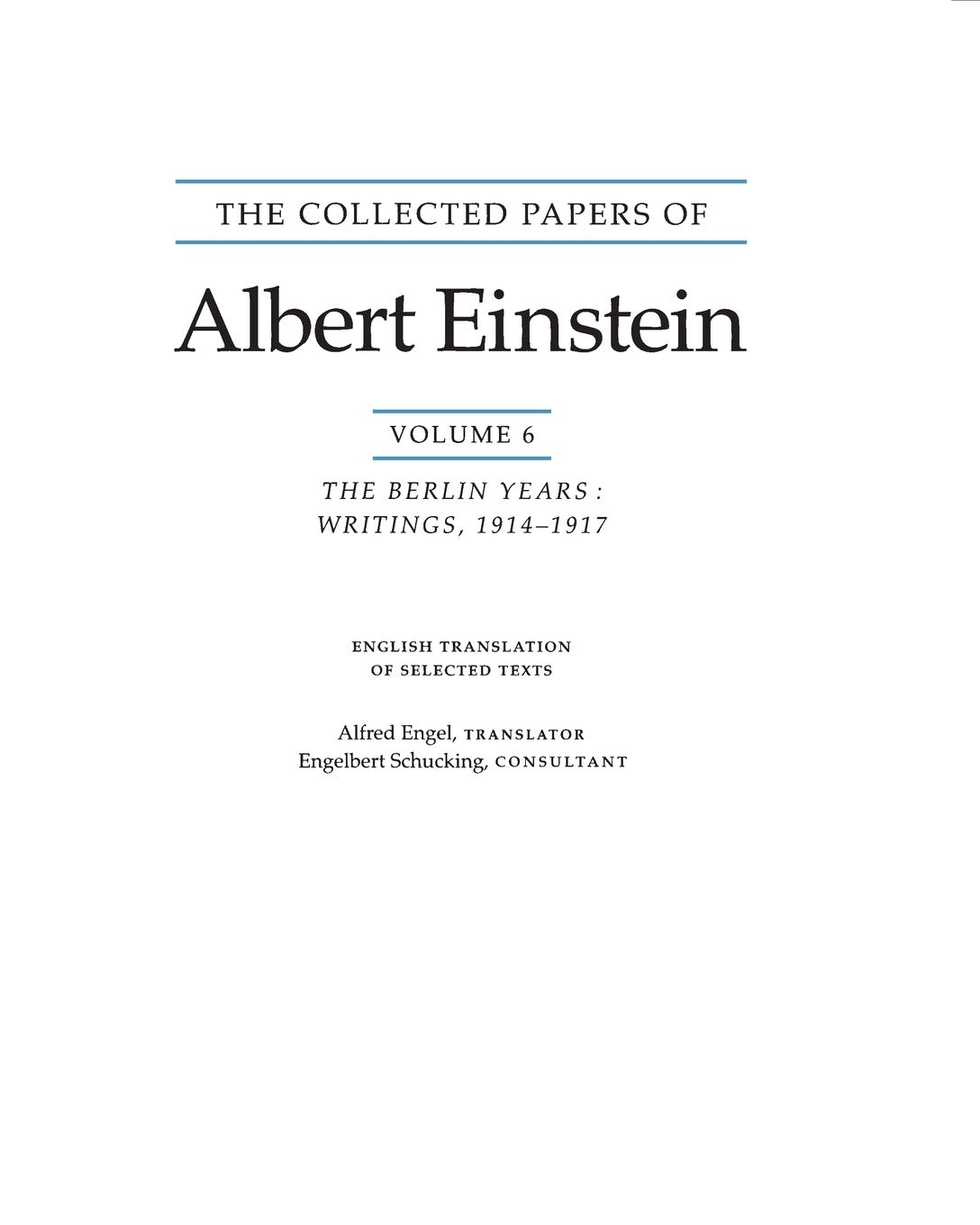 Amazon | The Collected Papers of Albert Einstein, Volume 6: The Berlin ...