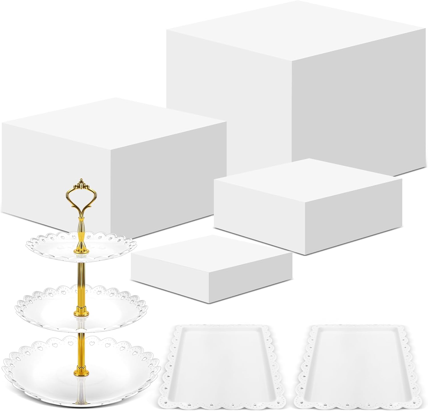Amazon.com: Baderke 4 Pcs Buffet Risers with Cupcake Stand Holder ...
