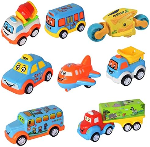 WISHKEY Pull Back and Go Miniature Truck Set, Friction Powered Mini Toy ...