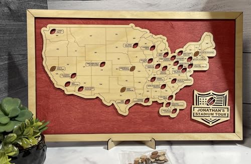 Amazon.com: Custom Football Stadium Travel Map Tracker, Football Park ...