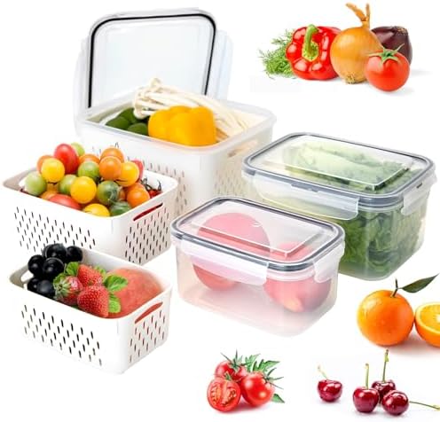 Amazon.com: 3 PCS Fruit Storage Containers for Fridge with Removable ...