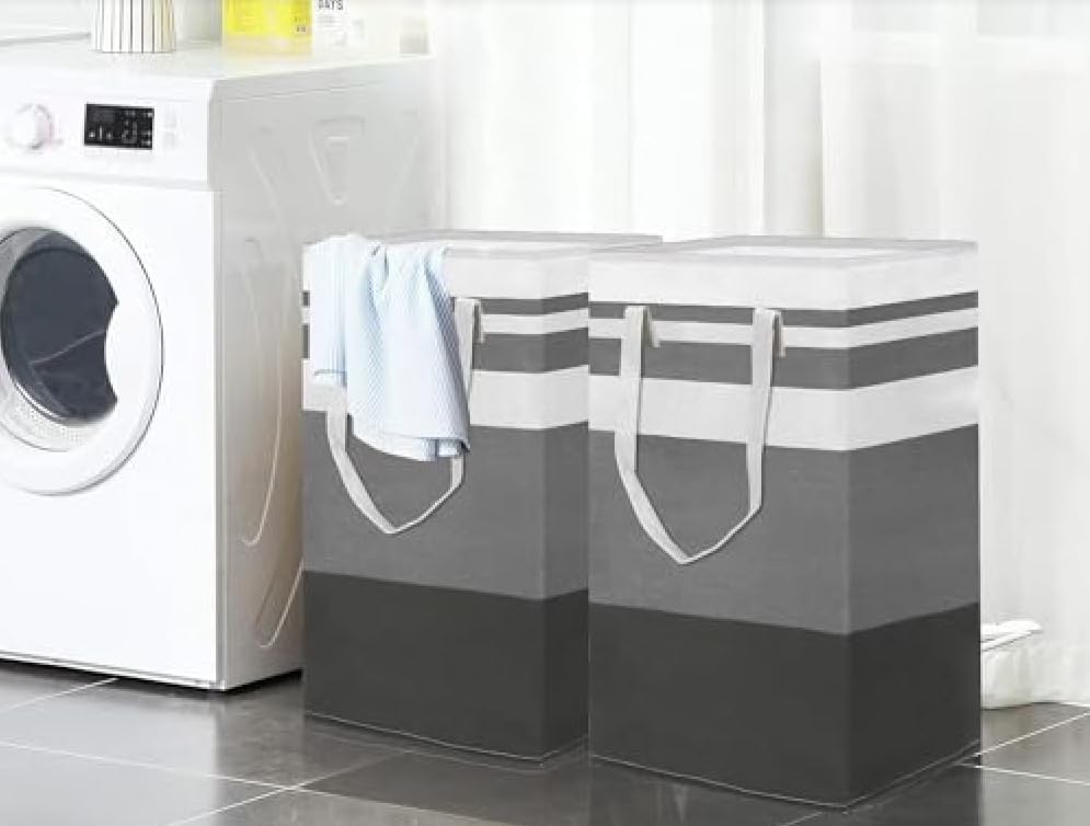 Amazon.com: 2-Pack Large Laundry Basket, Waterproof, Freestanding ...