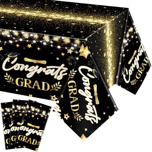 Amazon.com: FuWeave 3 Pcs Graduation Tablecloth Decorations 2025 Black ...