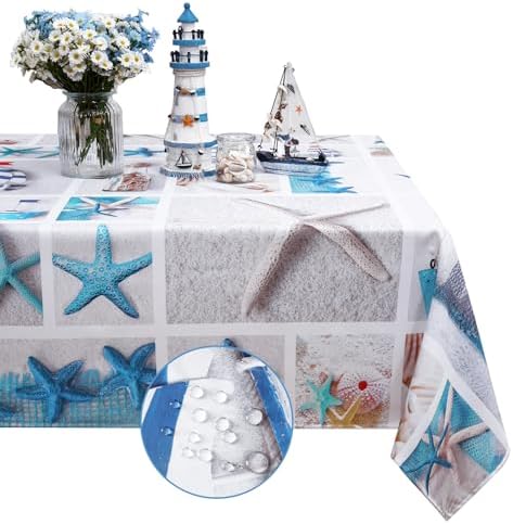 Amazon.com: ASPMIZ Ocean Tablecloth, Coastal Nautical Table Cloth ...