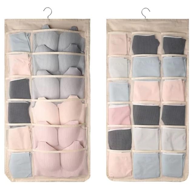 HOME CUBE Closet Hanging Bra Organizer With 30 Pocket Double Sided ...