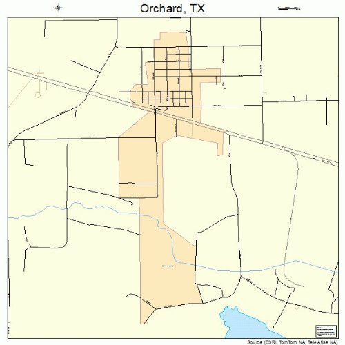 Large Street & Road Map of Orchard, Texas TX - Printed poster size wall ...