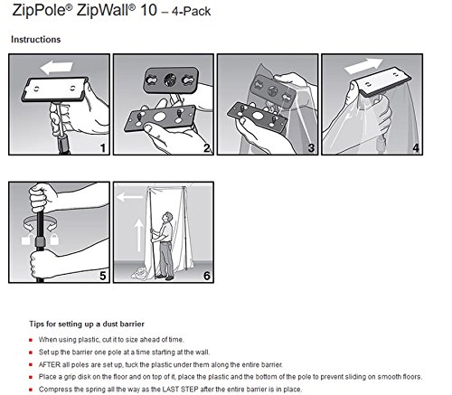 Buy ZIPWALL ZP4 ZipPole 10 Foot Spring Barrier (Pack of 4) Loaded Poles ...