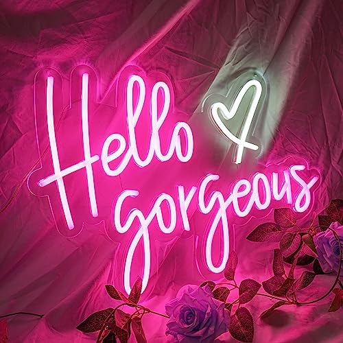 Amazon.com : BIOIWGY Hello Gorgeous Neon Sign Dimmable Flashing Neon ...