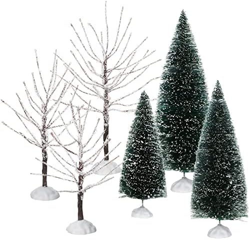 Amazon.com: 6 Pieces Mini Decor Trees Small Holiday Branch Village ...